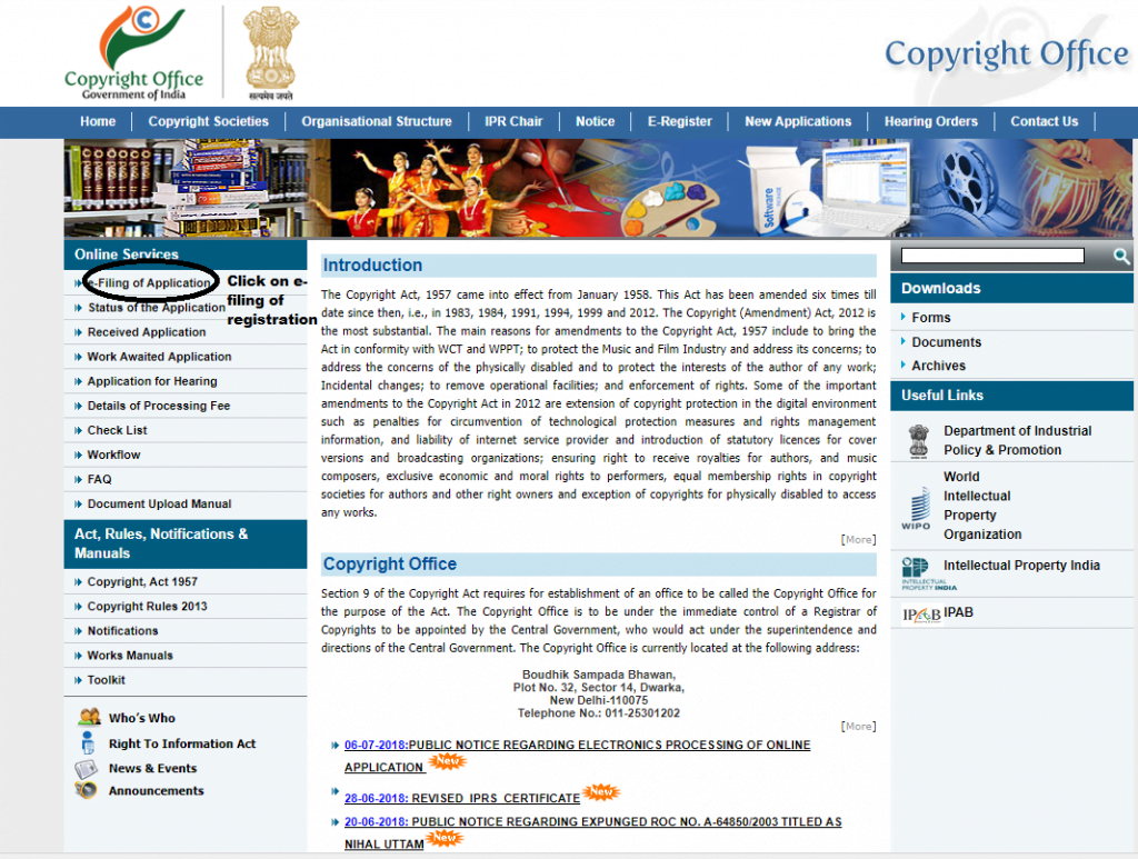 E-filing of Copyright in India: - Software on Perfection | Jain ...